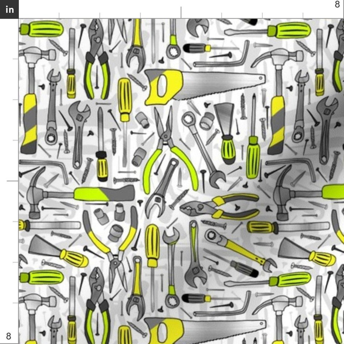 Construction Tools Fabric Build It Fix It Repair It by - Etsy