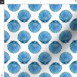 Seashell Fabric - Blue Scallops by Melissahyattfabrics - Blue White ...