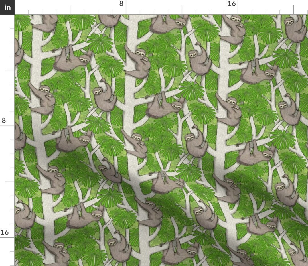 Rainforest Sloth Fabric Rainforest Sloths by Sufficiency Tropical Sloth ...