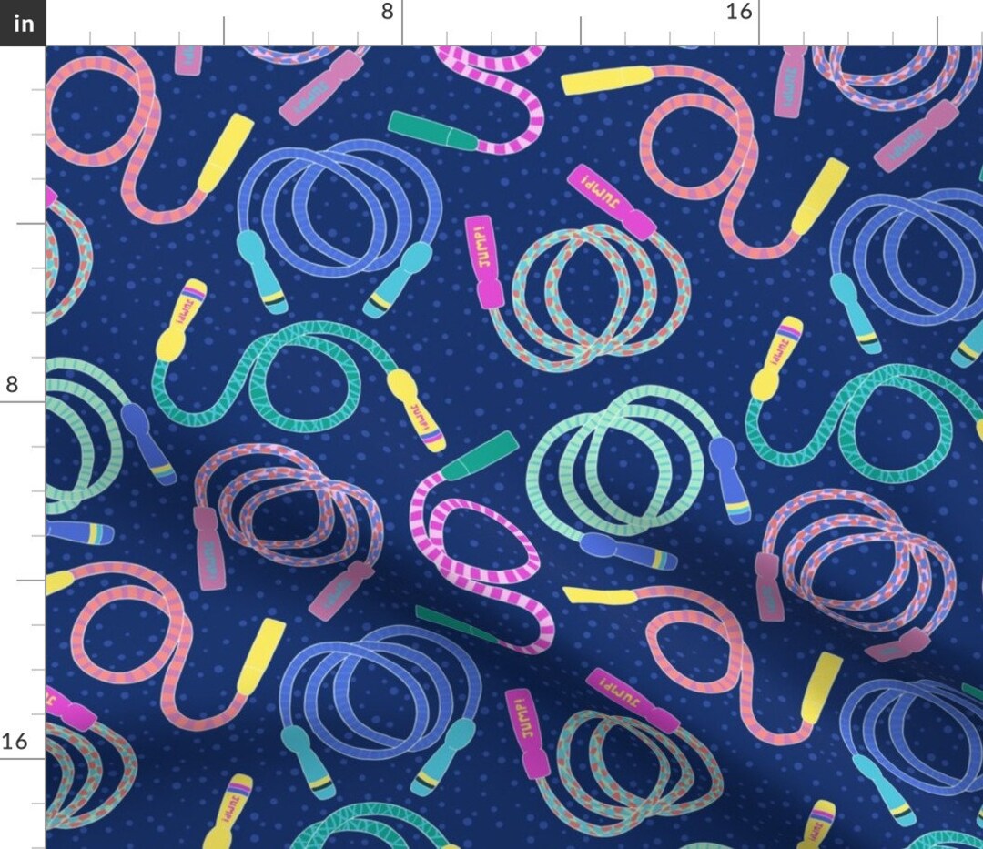 Sport Blue Jumprope Pattern Fabric Skipping Rope Navy by - Etsy