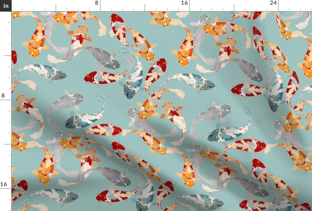 Japanese Koi Fish Fabric - Koi Fish Pond by Onesweetorange - Ornamental ...