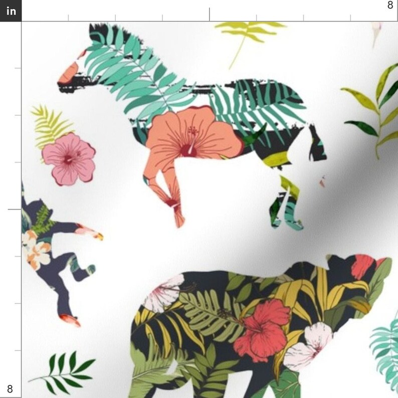 Safari Fabric 21 Patchwork Tropical Safari White by - Etsy