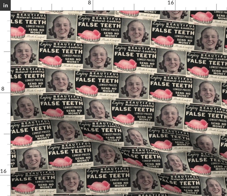 Advertisement Fabric Enjoy Beautiul False Teeth By | Etsy