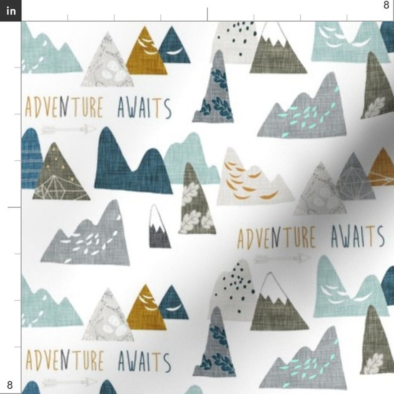 Adventure Fabric Adventure Awaits small White by Nouveau - Etsy