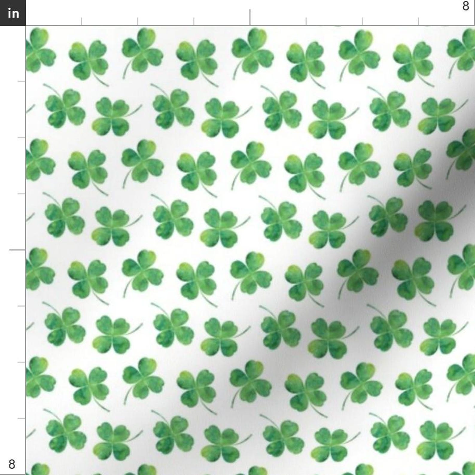 Four Leaf Clover Fabric - 3/4" Small Scale - Shamrock Toss ...