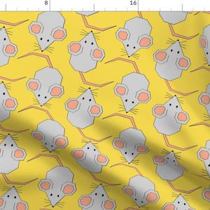Mighty Mice Fabric - Mighty Mice on Yellow by Feathersflights - Mice ...