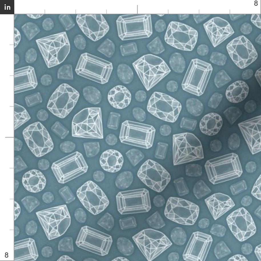 Blue Gem Fabric - Xray Gems by Bubbledog - Geometric Diamond Gems ...