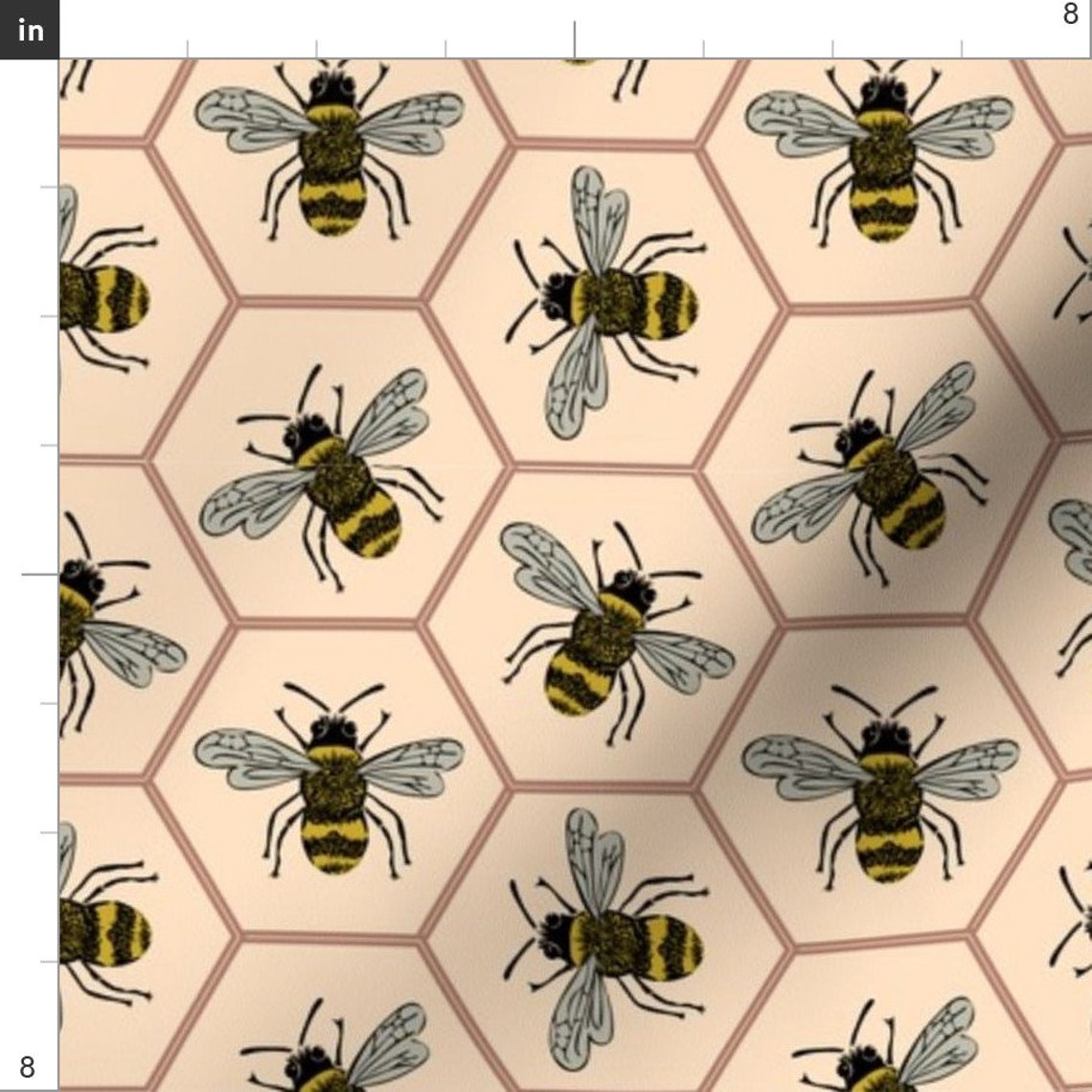 Bee Honeycomb Hexagon Bumble Bee Honey Geometric Fabric Busy | Etsy