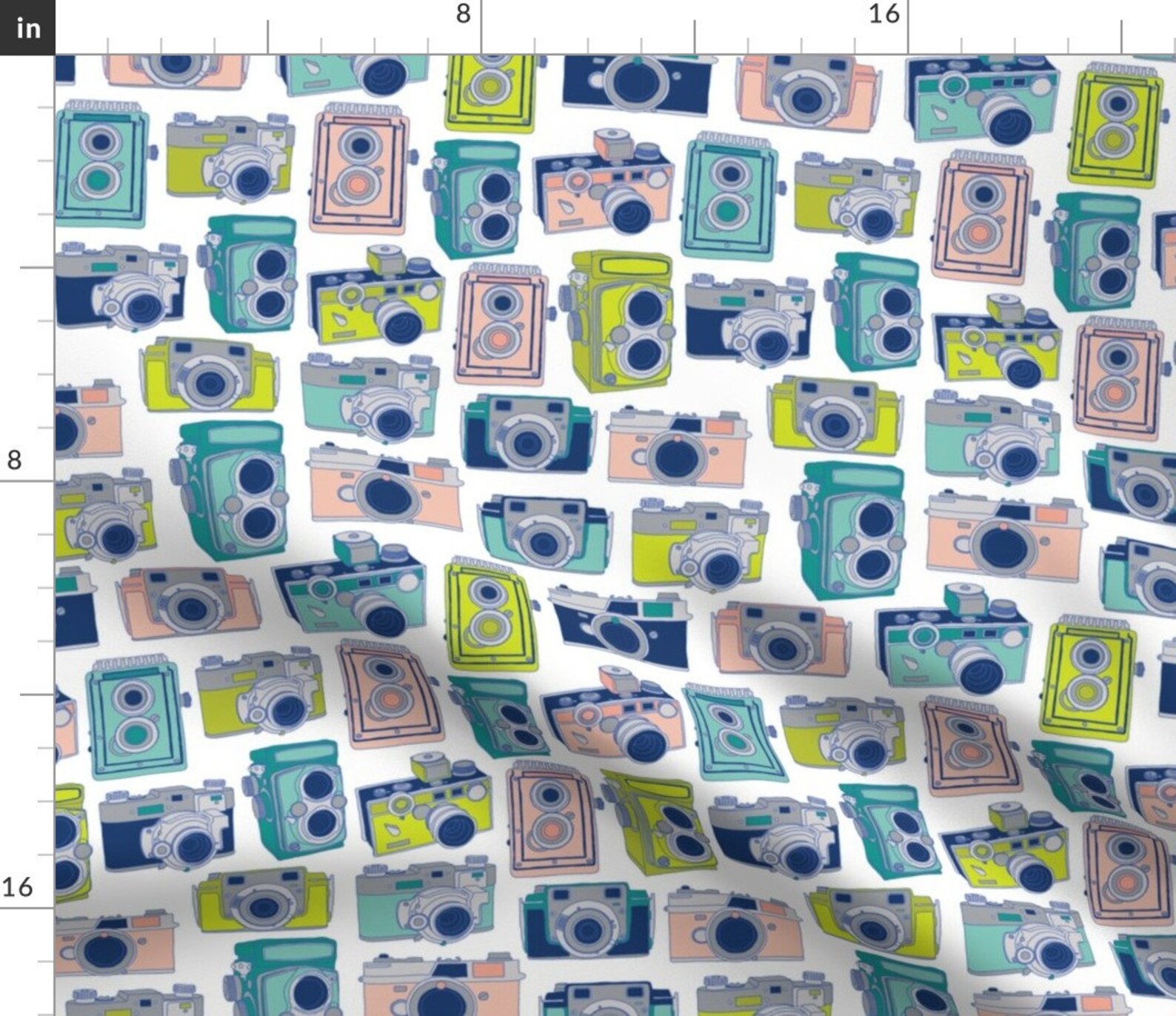 Camera Fabric Vintage Cameras by Andie Hanna Camera Retro - Etsy