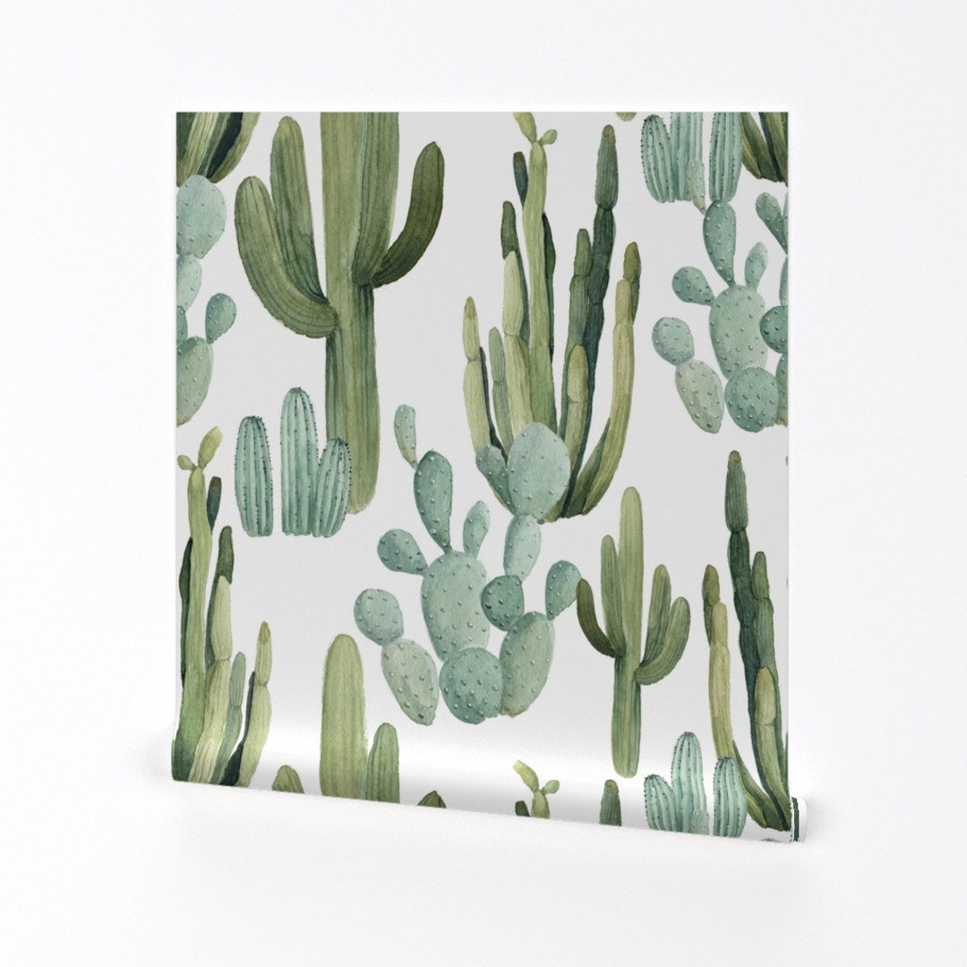 Watercolor Cactus Wallpaper Desert Cactus by Bluebirdcoop Cactus Custom ...