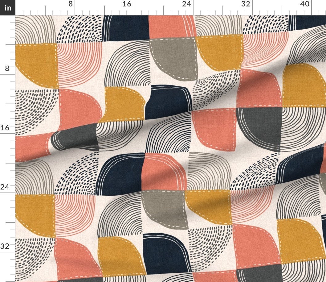 Boho Patchwork Fabric Patchwork Shapes By Aaron Gallen | Etsy
