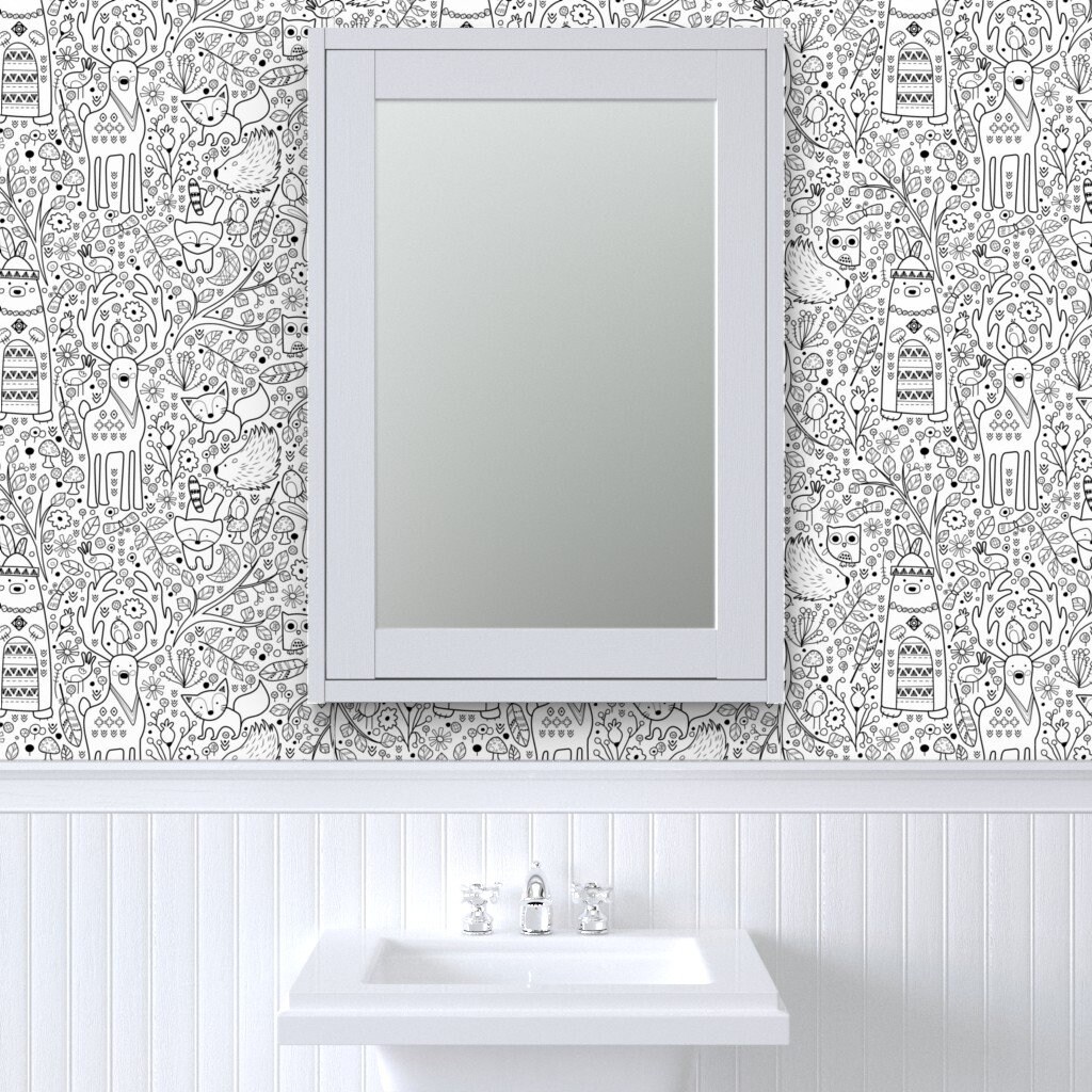 Coloring Wallpaper Color Me Woodland Animals by Sarah Treu | Etsy