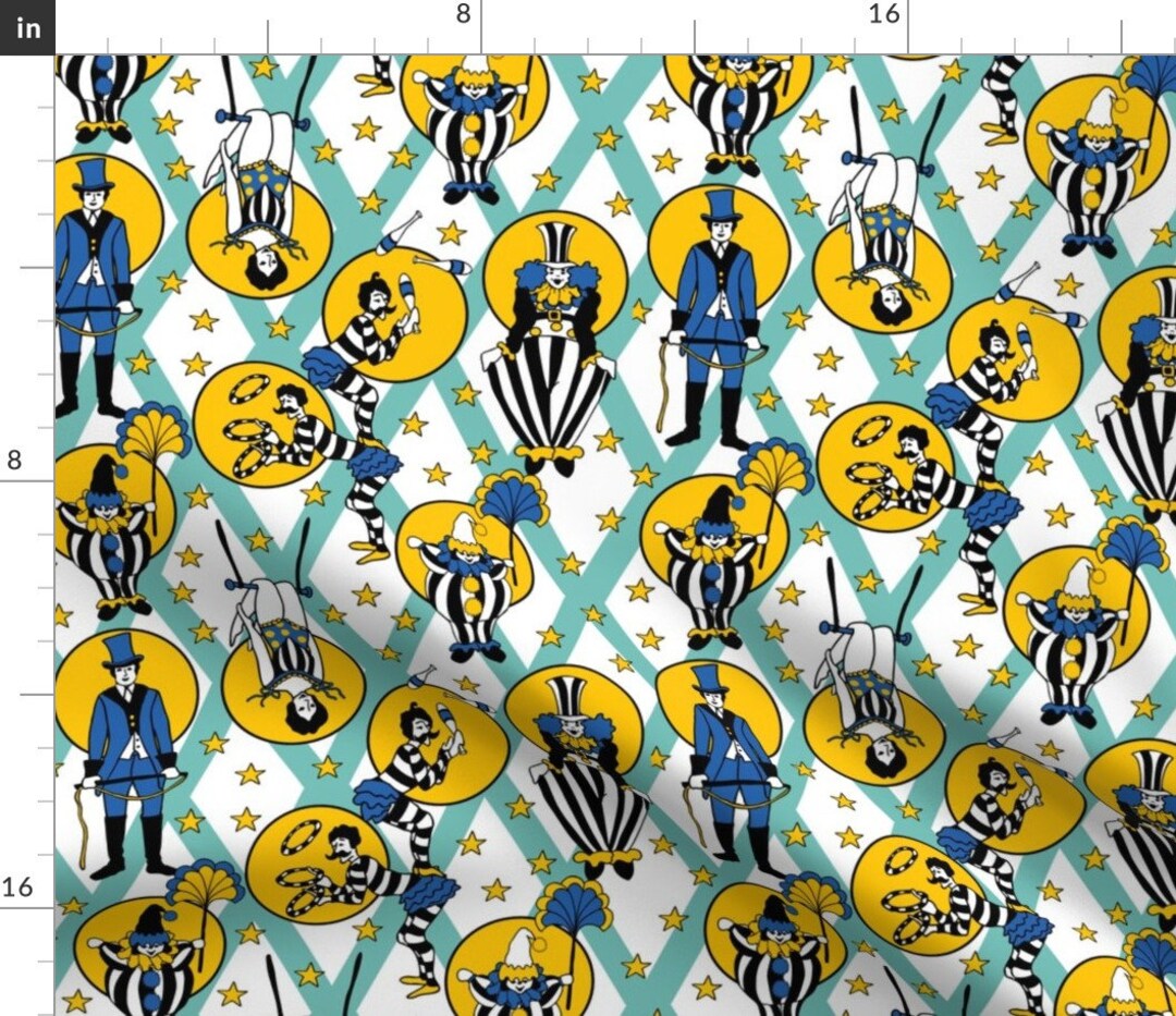 Retro Circus Performers Fabric Circus Performers Mint by ...