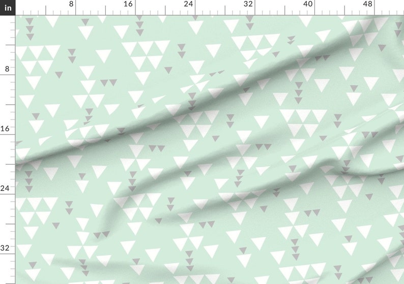Triangle Fabric Mint Gray Triangle Fall Custom Fabric By | Etsy