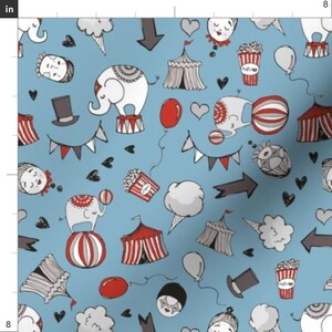 Circus Blue Fabric Circus by Laurawrightstudio Circus Big Top Elephant ...
