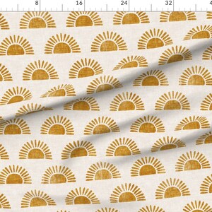 Block Print Sun Fabric Sunshine by Littlearrowdecor - Etsy