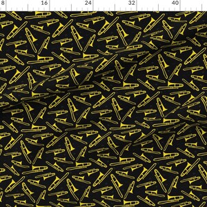 Trombone Fabric - 76 Trombones by Jenimp - Black and Yellow Trombone ...
