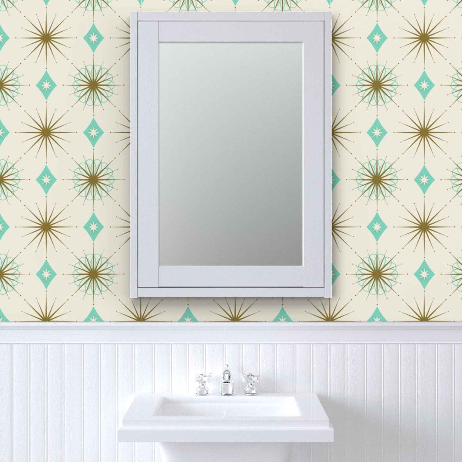 Atomic Wallpaper Starburst Aquarelle by Curiouslondon Mid - Etsy