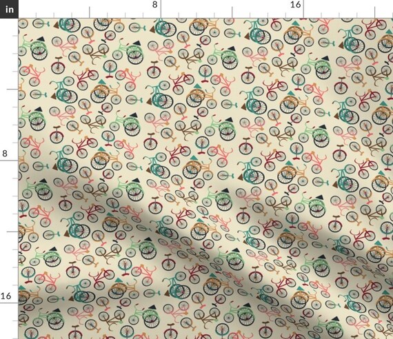 Bikes Fabric Bikes by Heidikenney Bikes Cute Colorful | Etsy