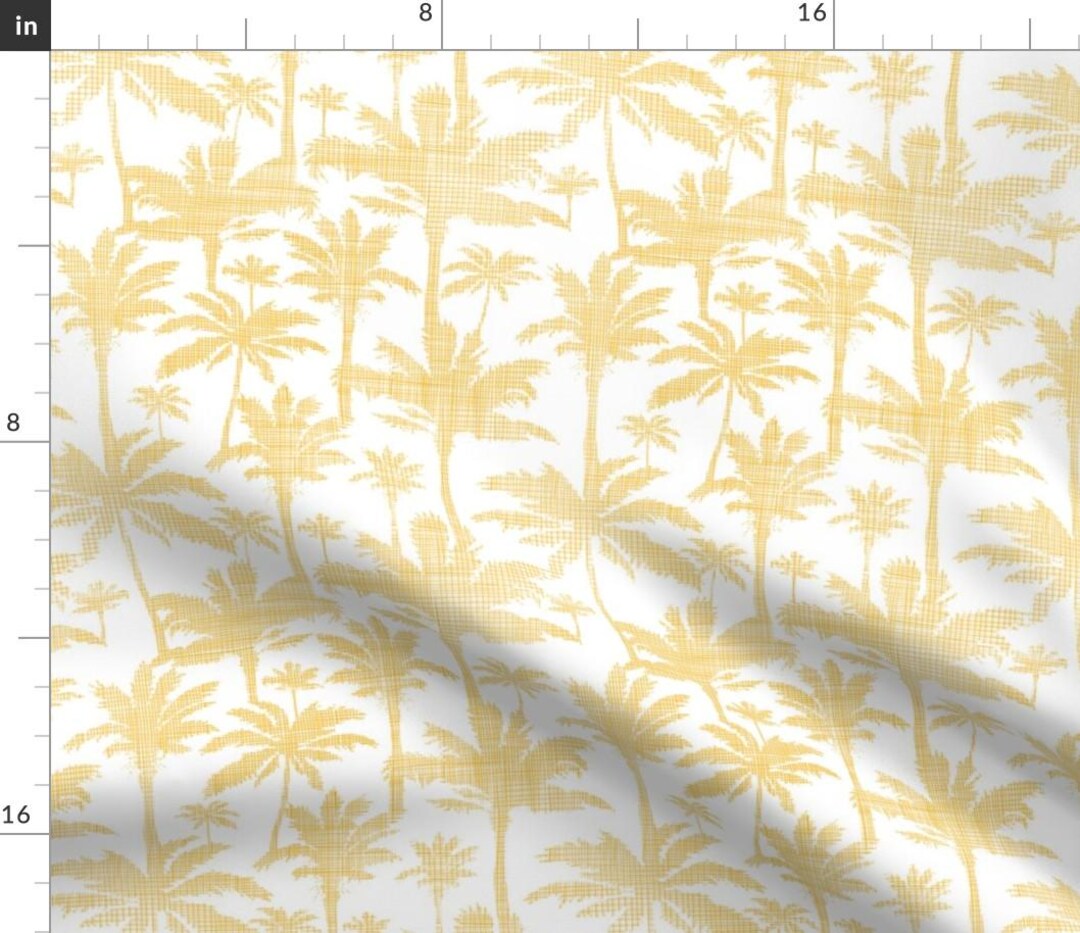 Yellow Palm Tree Fabric Palm Trees Golden Textile Seamless Pattern by ...