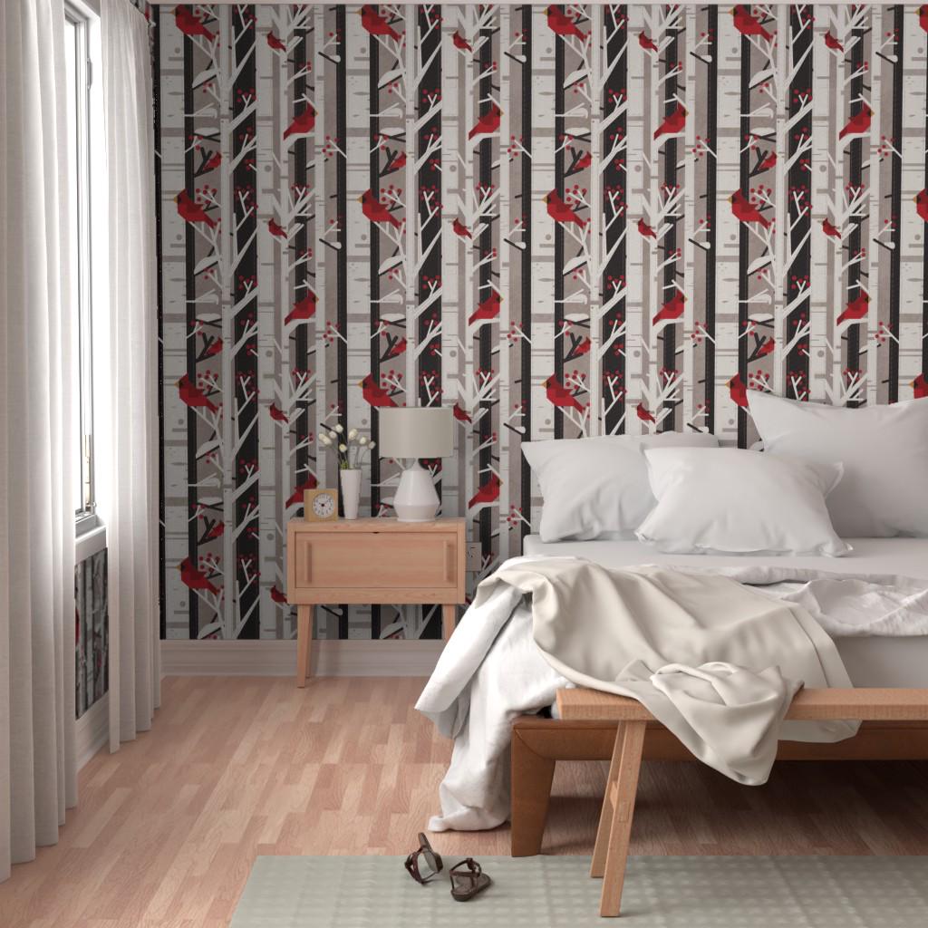 Red Cardinals Removable Peel and Stick Wallpaper - Winter Woodland ...