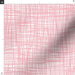 Pink Grid Fabric Grid Stripes Geometric Pink by Caja Design - Etsy
