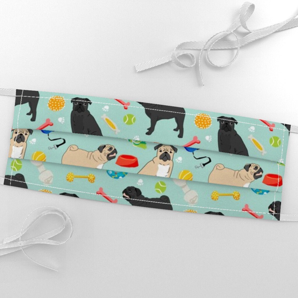Pug Fabric Pugs and Toys Fabric Black and Tan Pugs With | Etsy