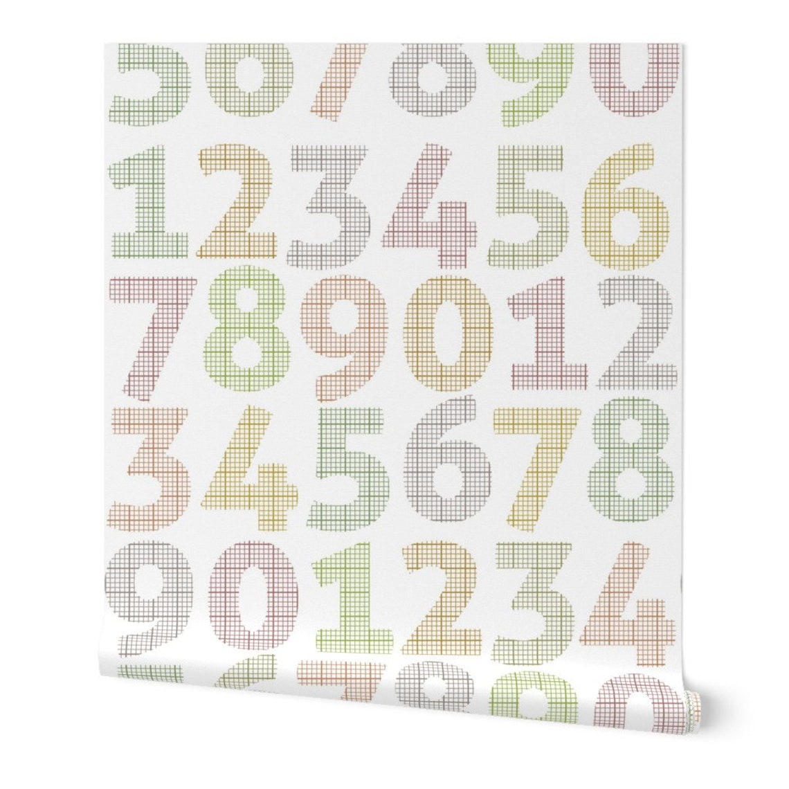 Number Wallpaper Jumbo Number Grid on White by Weavingmajor - Etsy