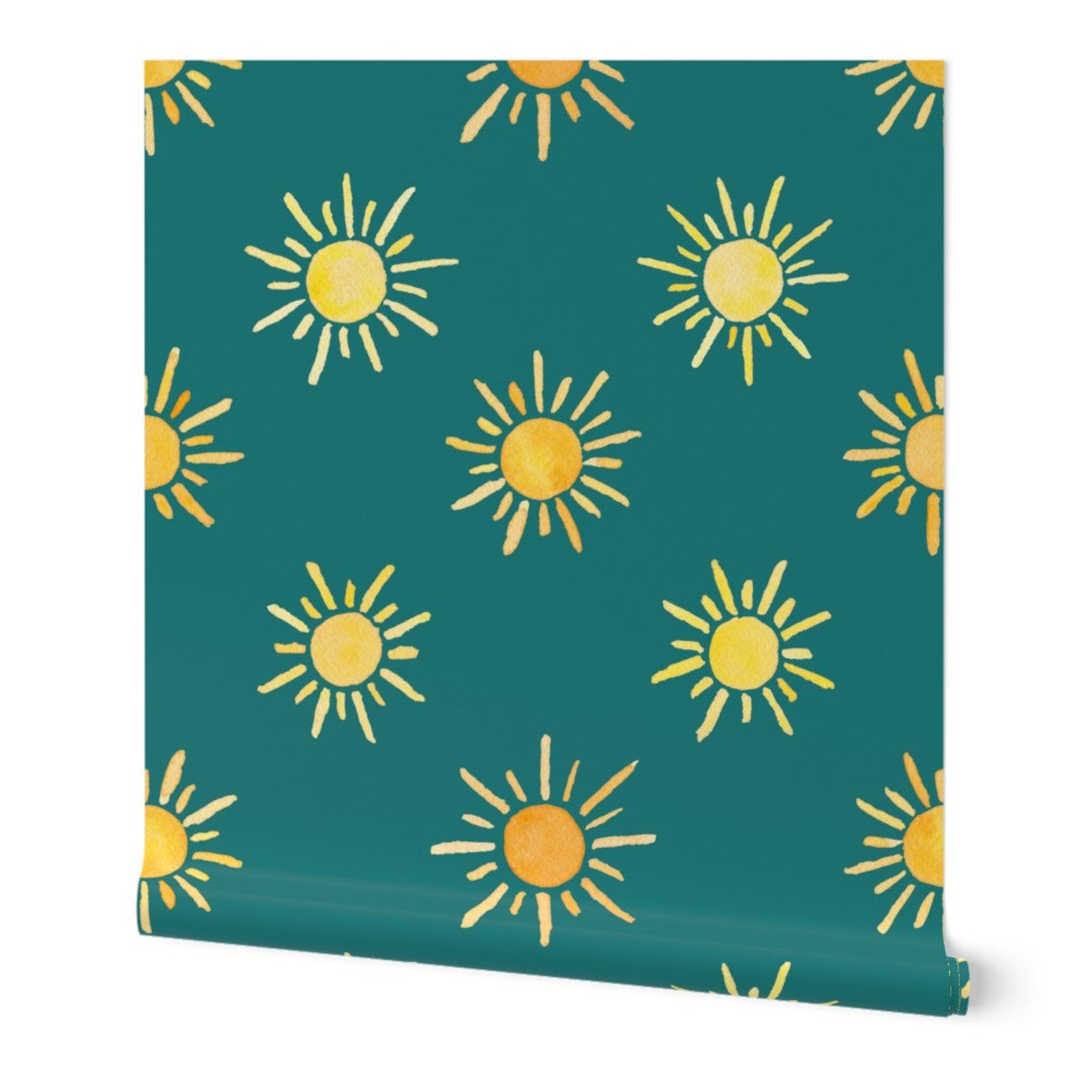 Teal Sun Wallpaper Summer Sunshine by Angelinamariadesigns - Etsy