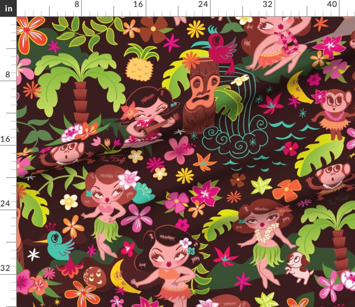 Hula Girls Fabric Hula Cuties Large by Miss Fluff Hula - Etsy