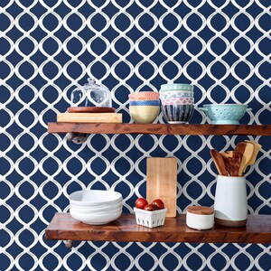 Nautical Wallpaper Fish Net-navy by Fleamarkettrixie Blue White Custom ...