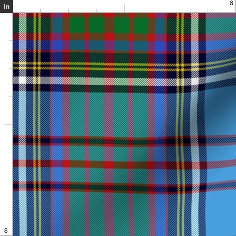 Blue Plaid Fabric Anderson Family Tartan By Weavingmajor | Etsy