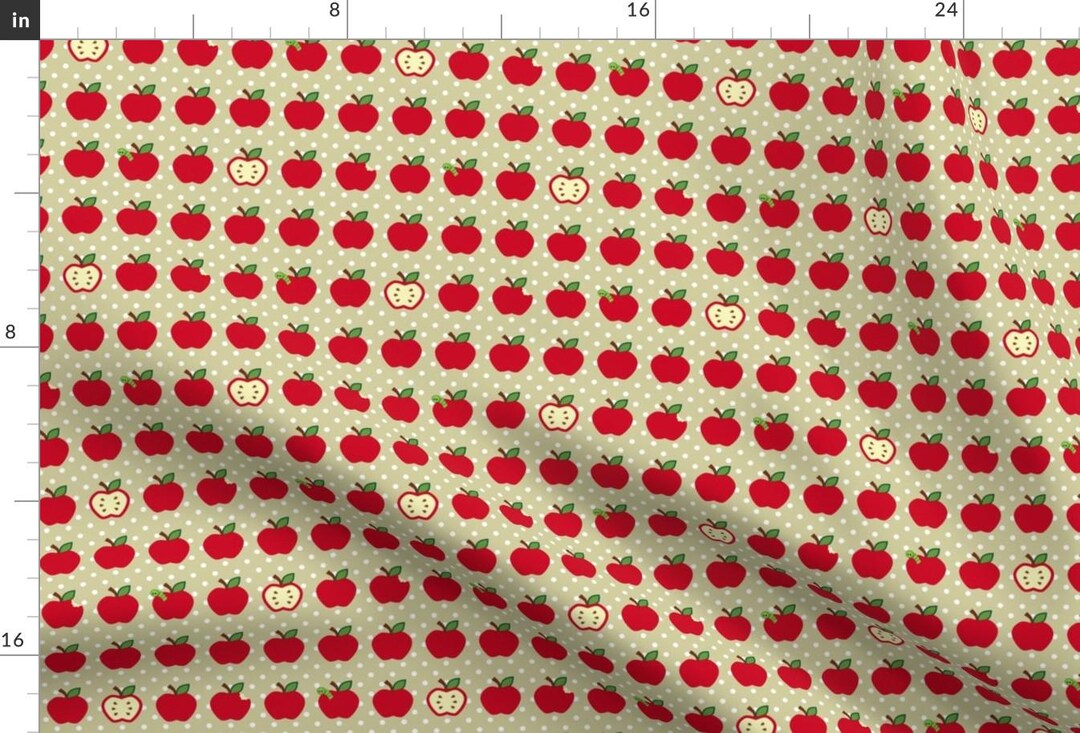 Apple Fabric - Red Apples by Risarocksit - Red Food Fruit Apple Worm ...