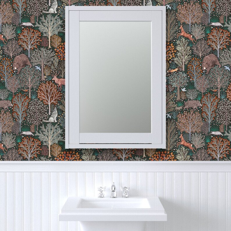 Rustic Wallpaper - Forest Animals by Rebecca_reck_art - Woodland ...