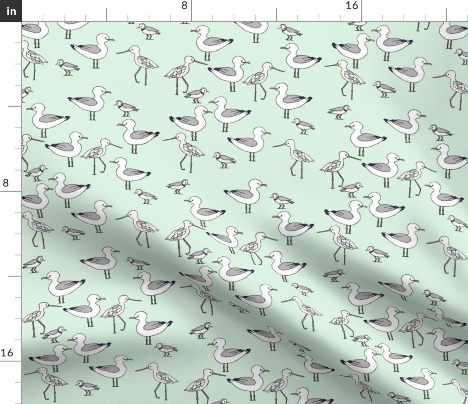 Seagull Fabric Beach Birds by Sweetmelodydesigns Mint | Etsy