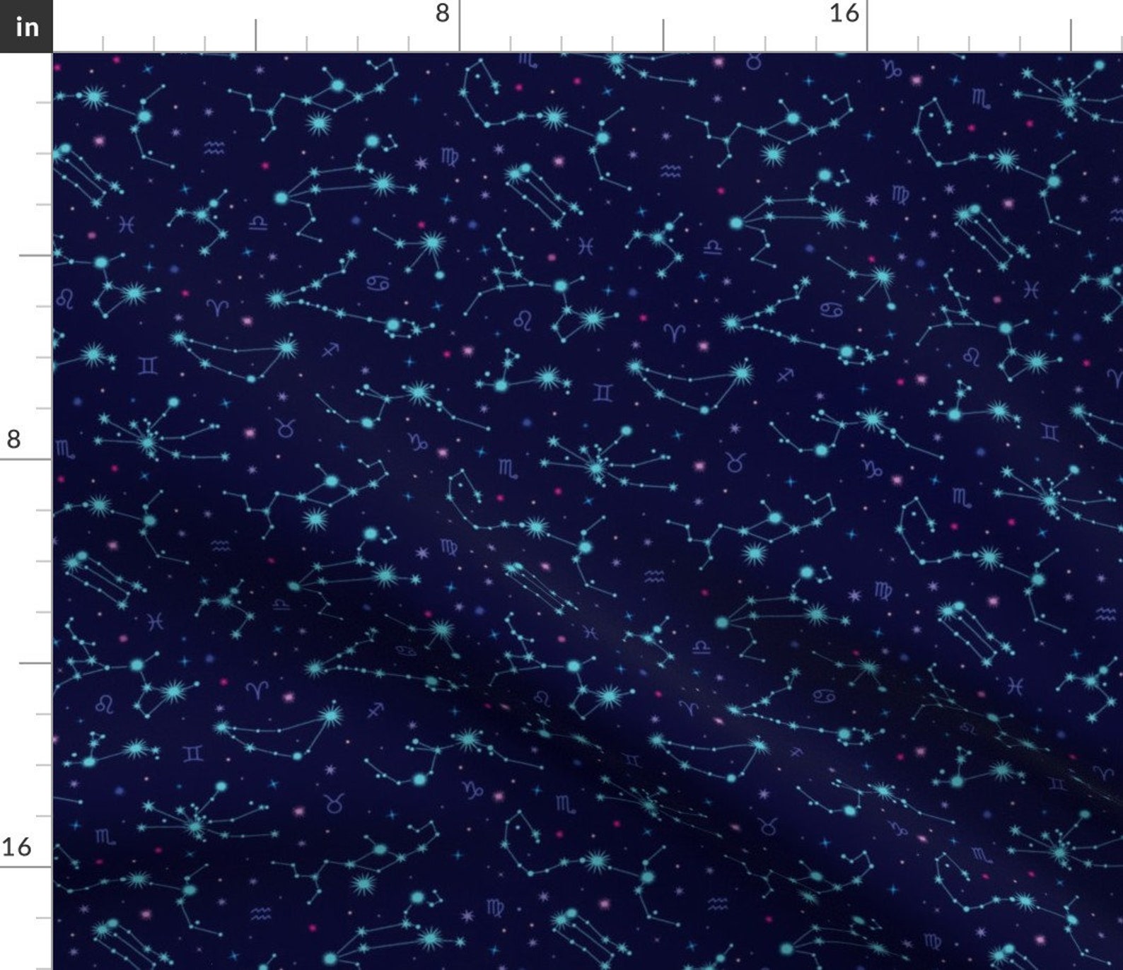 Zodiac Fabric Zodiac Constellations by Sandityche Zodiac - Etsy