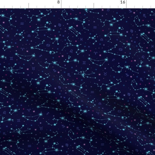 Zodiac Fabric Zodiac Constellations by Sandityche Zodiac - Etsy