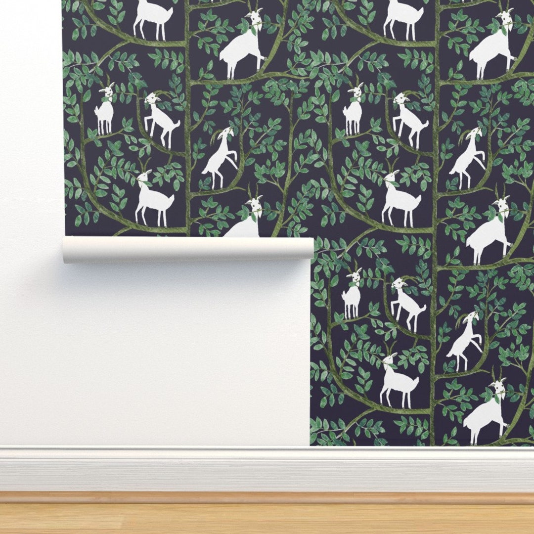 Goat Wallpaper Happy Goat-together in Trees by Scarlette - Etsy
