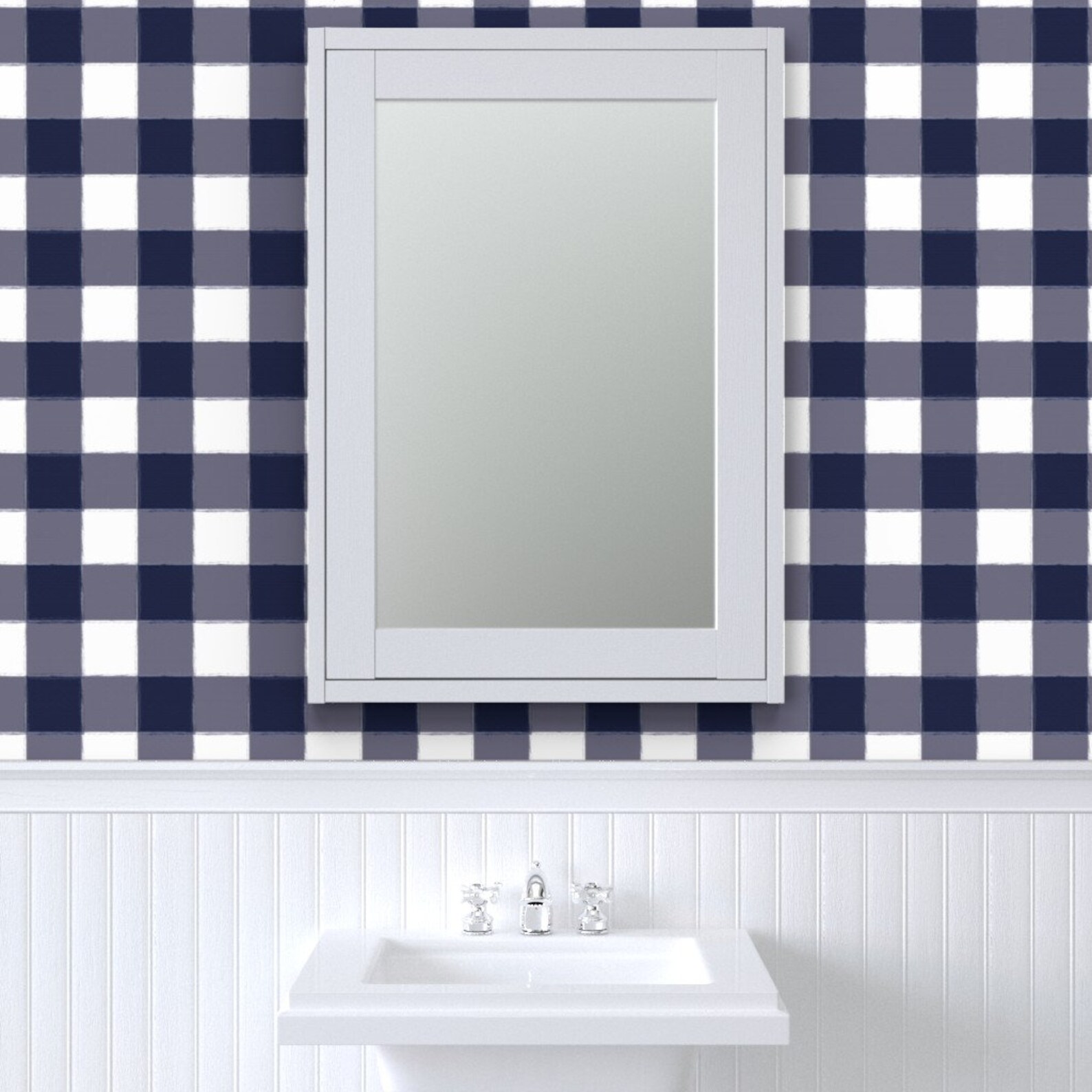 Navy Wallpaper Large Buffalo Check Gingham by Sugarfresh - Etsy