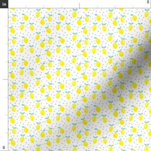 Lemon Fabric - (micro Print) Lemons - White by Littlearrowdesign ...