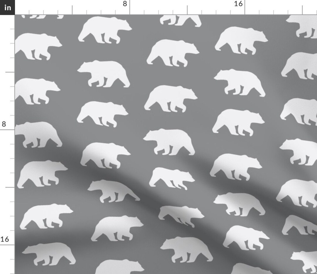 Grey Bear Fabric Bear Hike // Gray 2 by Buckwoodsdesignco Grey Woodland ...