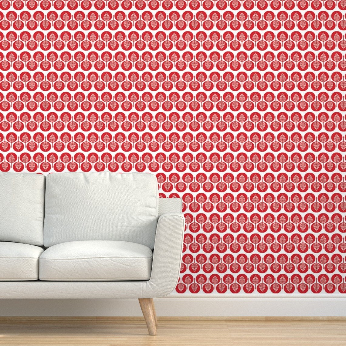 Mod Tree Wallpaper Tree Hearts in Red by Holli Zollinger - Etsy