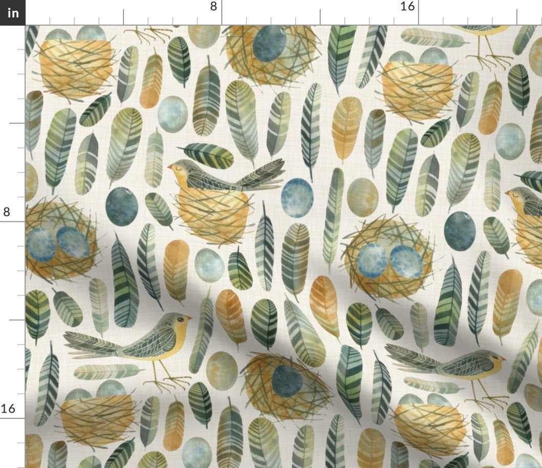 Feather Birds Nest Fabric Feather Collection By Cjldesigns | Etsy