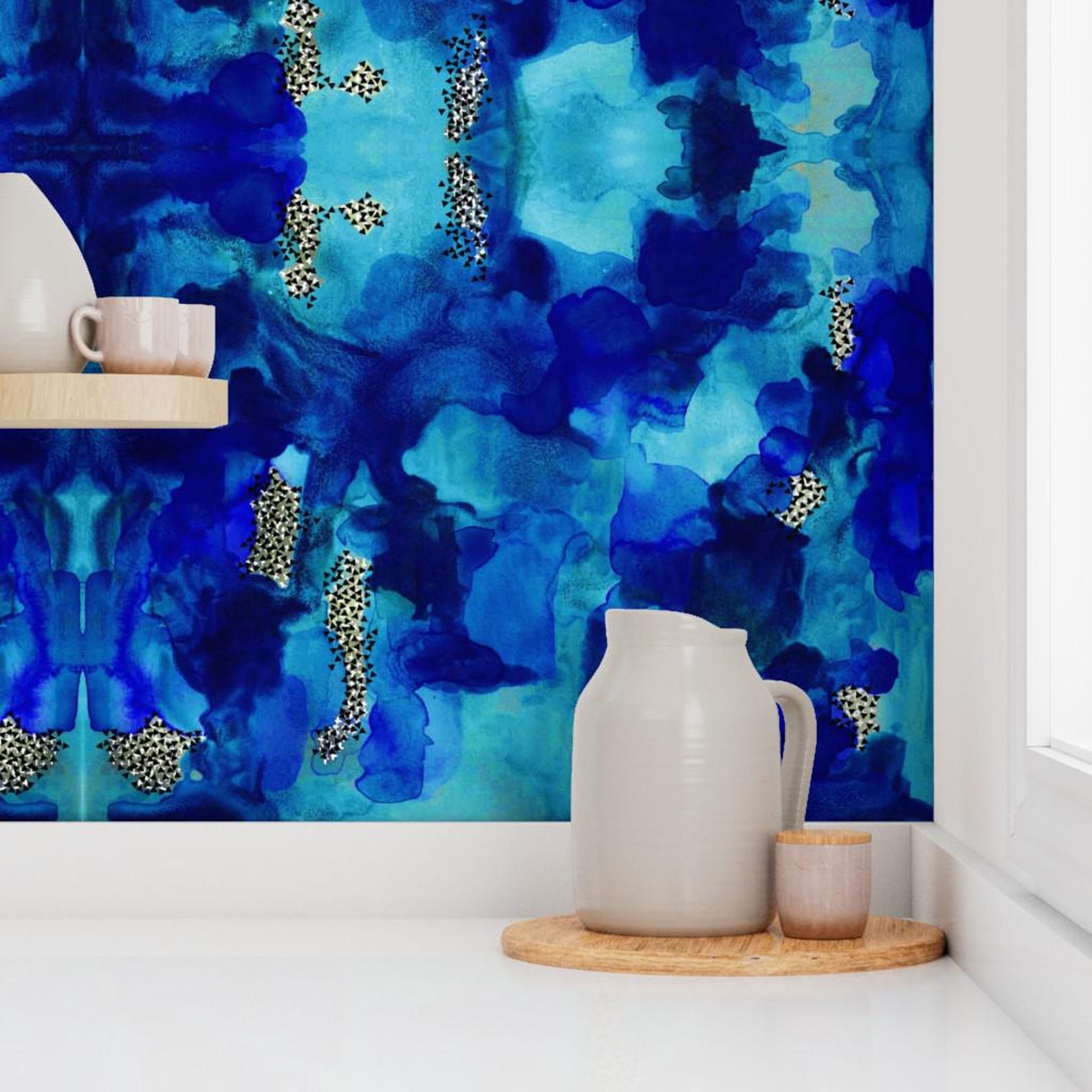 Indigo Wallpaper - Indigo Watercolor Abstract by Ivieclothco - Indigo ...