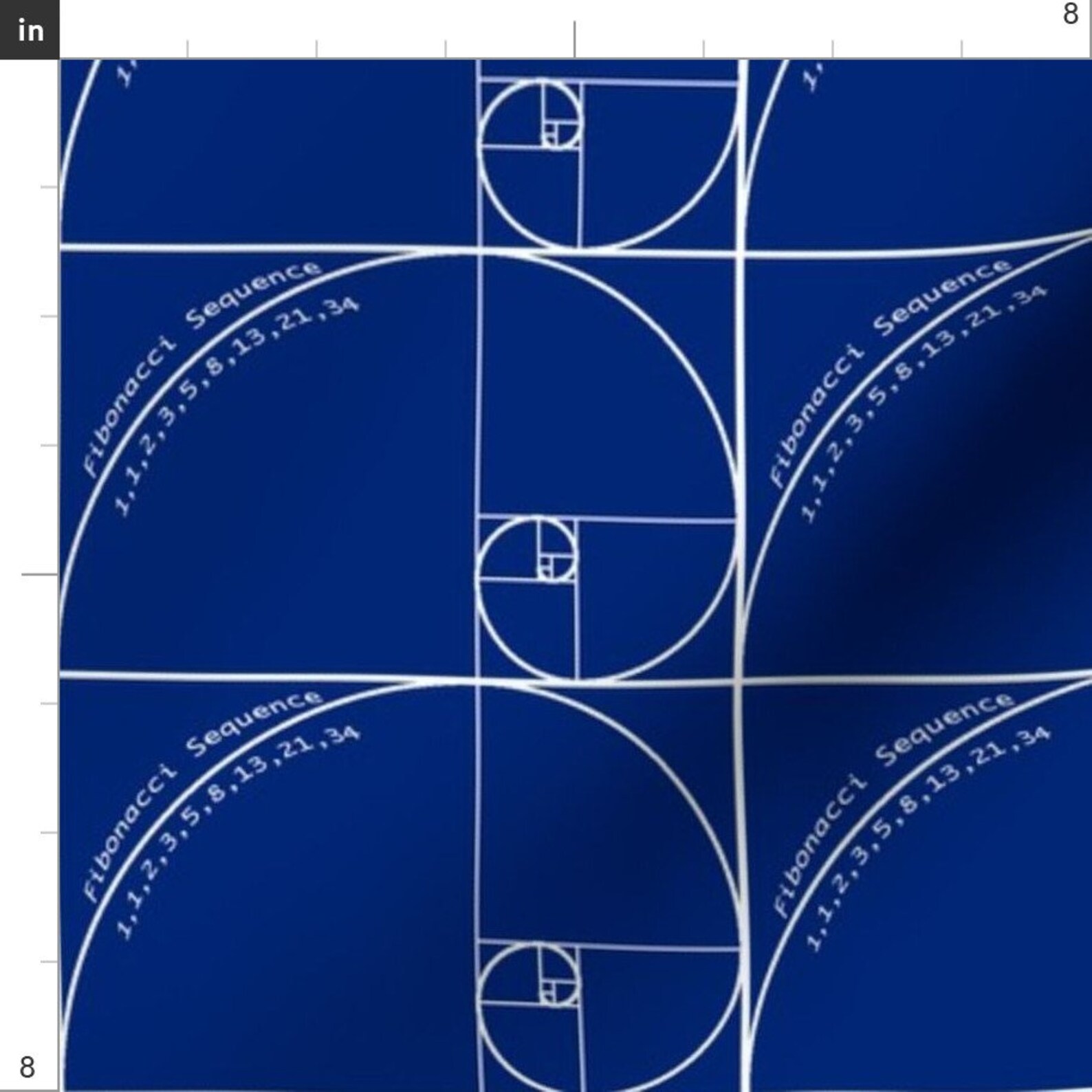 Fibonacci Sequence Blue Fabric Fibonacci Sequence Spiral Etsy 7058