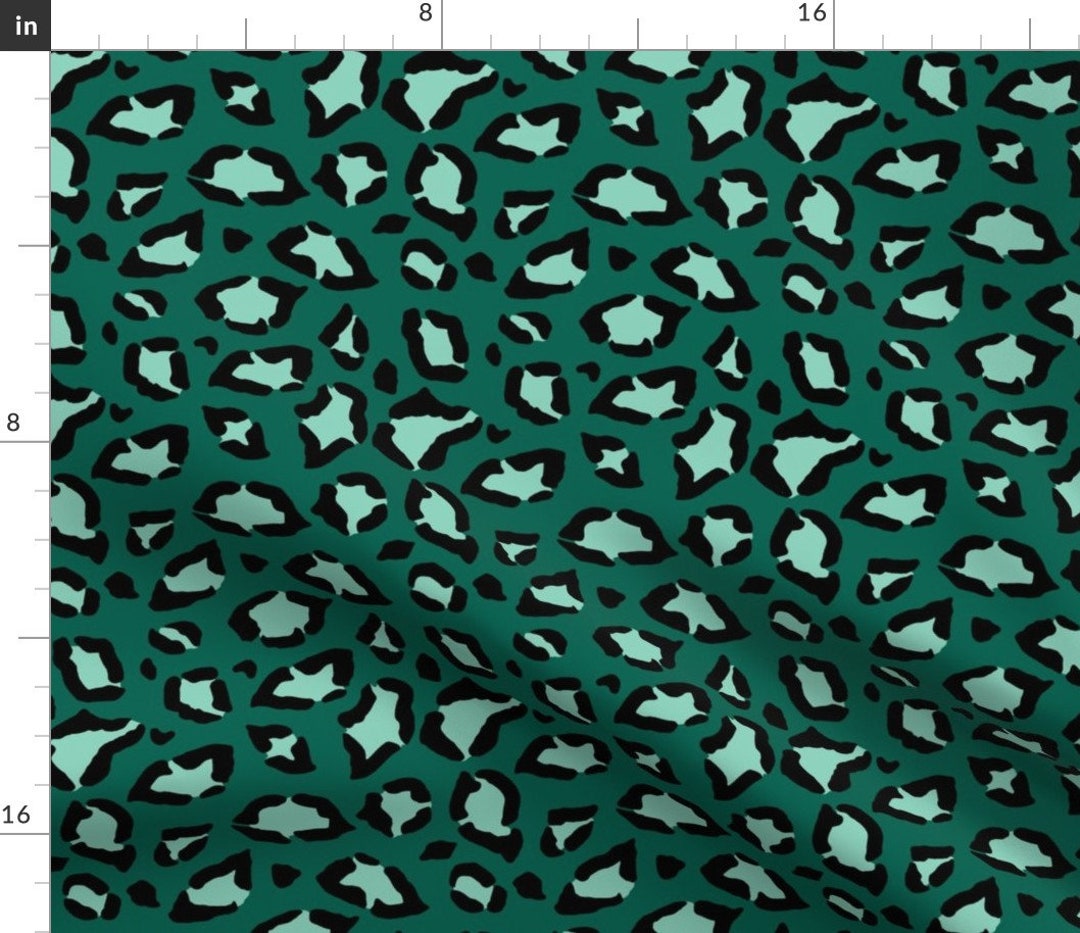 Green Fabric Leopard Print Green by Sylviaoh Green and - Etsy