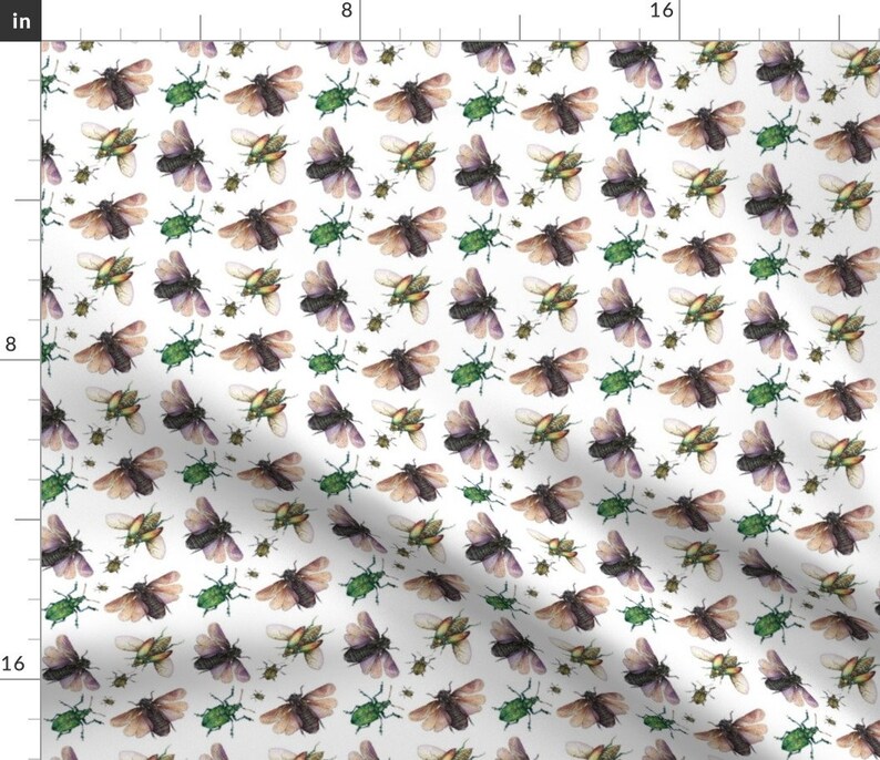 Whimsical Watercolor Insects Fabric Beautiful Bugs by Klaire - Etsy