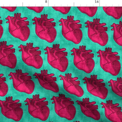 Anatomical Hearts Fabric Whole Heart by Pond Ripple Pink - Etsy