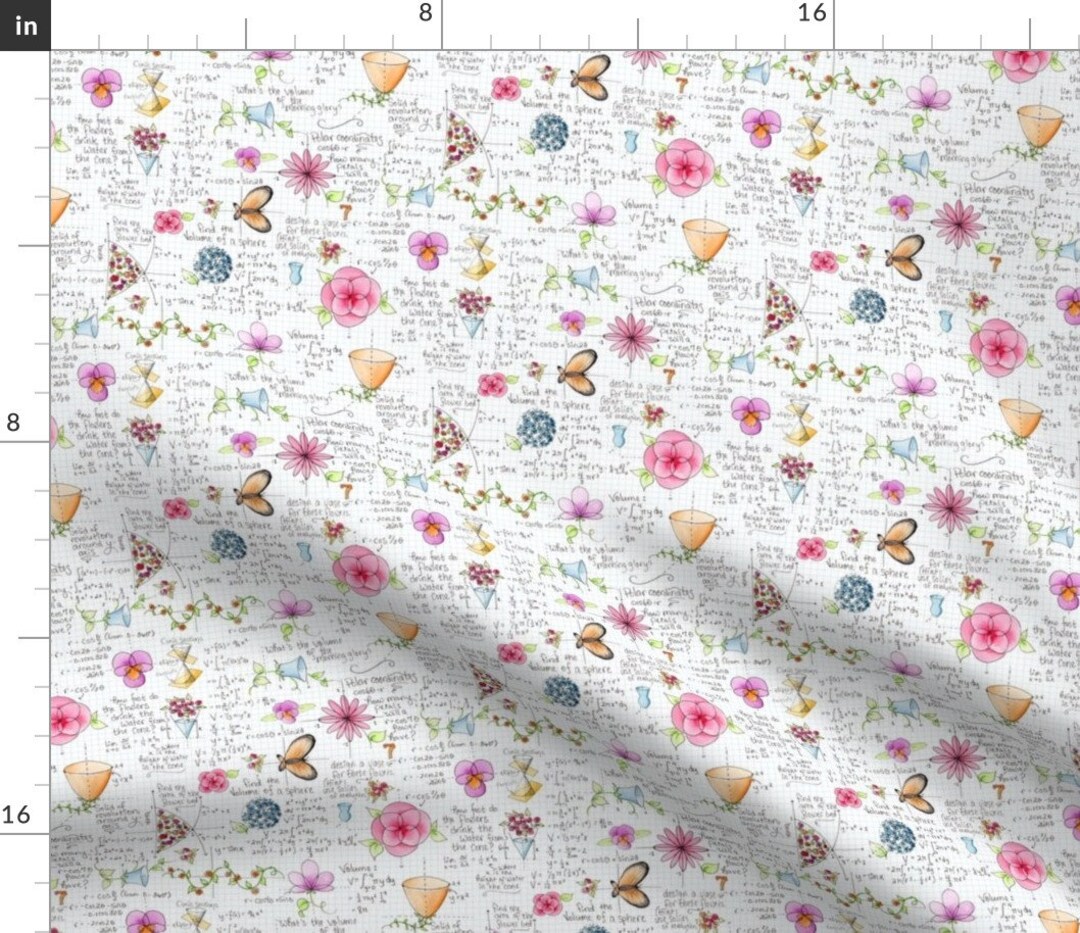 Floral Math Fabric Calculus Flowers by Blairfully Made - Etsy