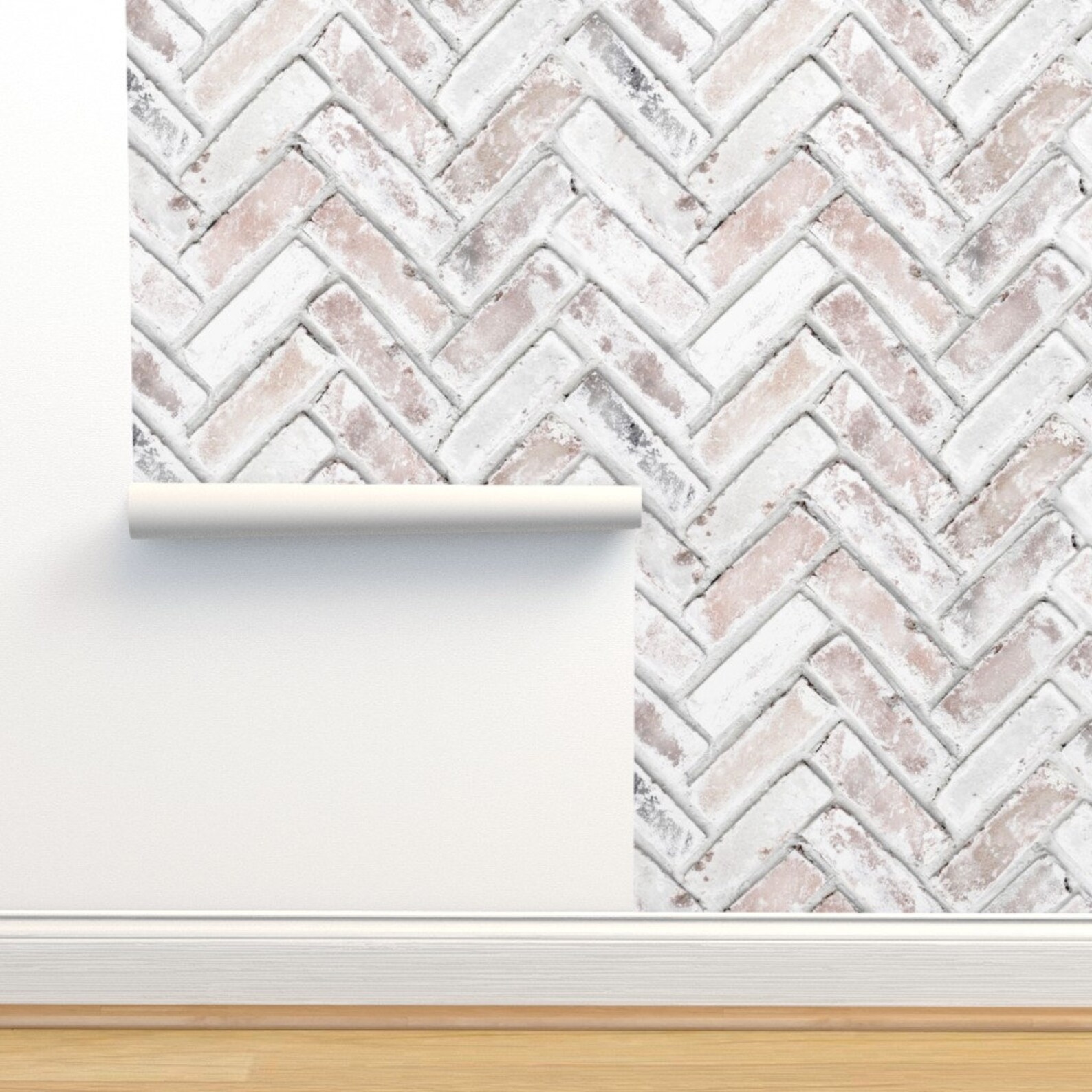 Chevron Brick Wallpaper Faux Brick Herringbone by Erin - Etsy